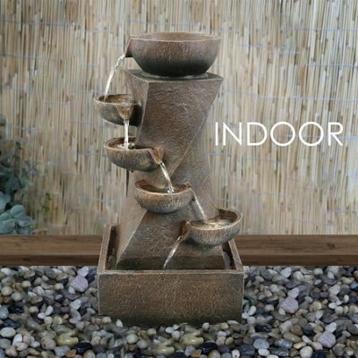 GEEZY Cascading Water Feature Outdoor Indoor LED Fountain Waterfall ...