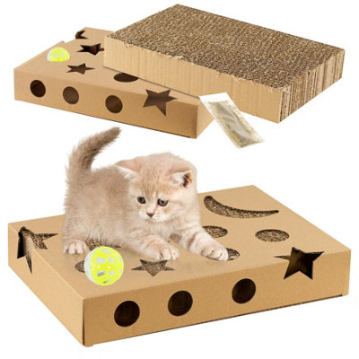 GEEZY Cat Box Scratcher Scratching Pad Heavy-Duty Corrugated Cardboard ...