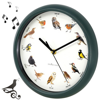 GEEZY Chiming Bird Wall Clock Cuckoo Hanging Talking Singing Clock 12 ...