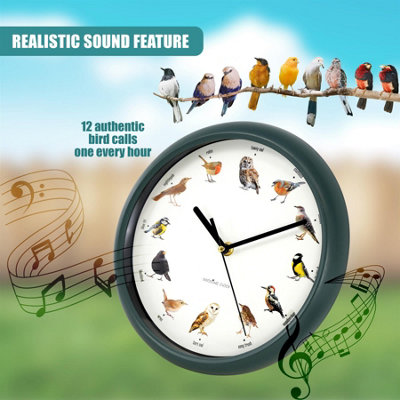 GEEZY Chiming Bird Wall Clock Cuckoo Hanging Talking Singing Clock 12 ...