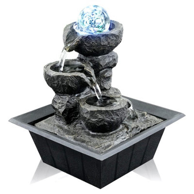 GEEZY Crystal Ball Water Feature Indoor Tabletop LED Fountain Waterfall ...
