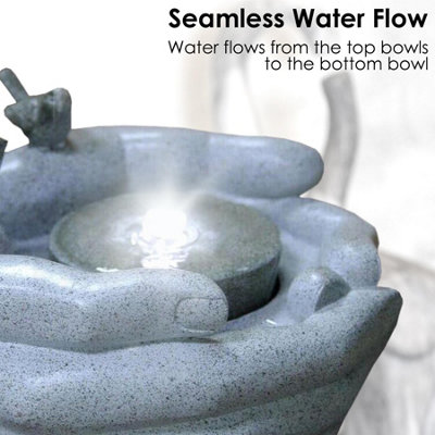 GEEZY Cupped Hands Water Feature Outdoor Indoor LED Fountain Waterfall ...