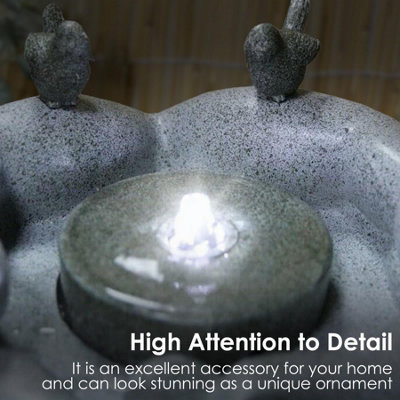 GEEZY Cupped Hands Water Feature Outdoor Indoor LED Fountain Waterfall ...