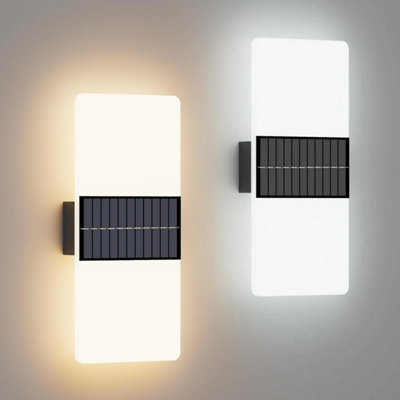 GEEZY Dual White Outdoor Wall Light LED Garden Fence Lights Solar ...