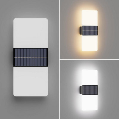 GEEZY Dual White Outdoor Wall Light LED Garden Fence Lights Solar ...