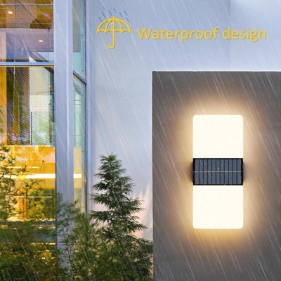 GEEZY Dual White Outdoor Wall Light LED Garden Fence Lights Solar ...