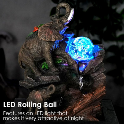GEEZY Elephant Water Feature Indoor Tabletop LED Fountain Waterfall ...