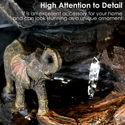 GEEZY Elephant Water Feature Indoor Tabletop LED Fountain Waterfall ...