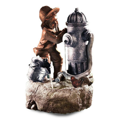 GEEZY Fire Hydrant Water Feature Outdoor Indoor LED Fountain Waterfall ...