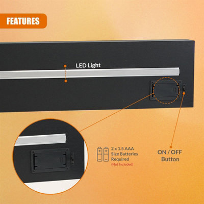 GEEZY Floating Shelf with Lights Black Wall Mounted LED Display Bedroom ...