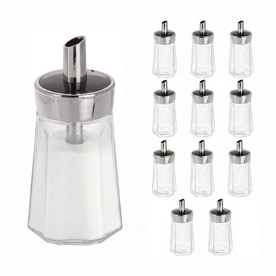 GEEZY Glass Sugar Dispenser Spout Lid Glass Bowl Container Shakers Jar ...