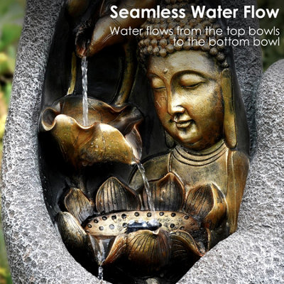 GEEZY Hand Buddha Water Feature Outdoor Indoor LED Fountain Waterfall ...