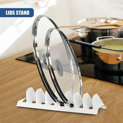 GEEZY Kitchen Cupboard Storage Rack Upright Pan Pot Lid Holder for ...