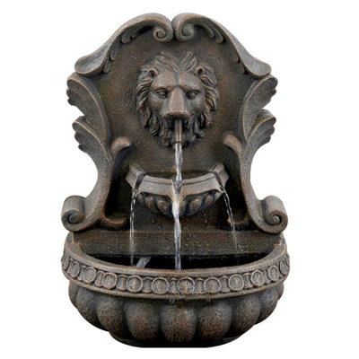 GEEZY Lion Water Feature Outdoor Indoor LED Fountain Waterfall Garden Decor