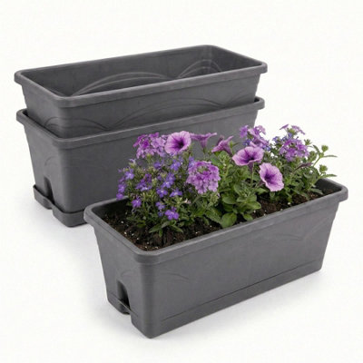 GEEZY Long Garden Planters Rectangular Window Box Outdoor Balcony ...