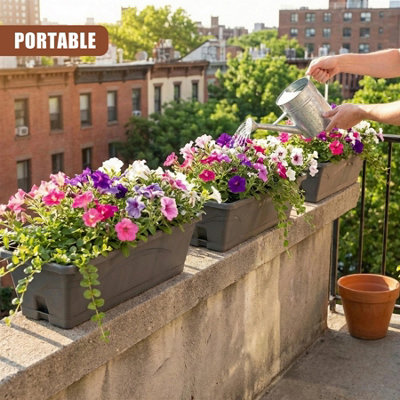 GEEZY Long Garden Planters Rectangular Window Box Outdoor Balcony ...