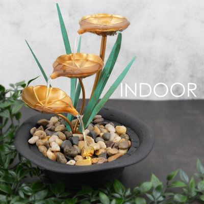 GEEZY Lotus Water Feature Indoor Tabletop LED Fountain Waterfall Home Decor