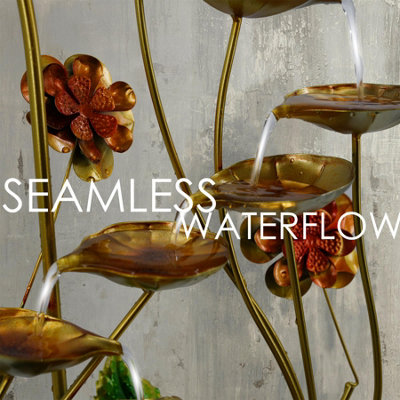 GEEZY Metal Spiral Water Feature Outdoor Indoor LED Fountain Waterfall ...