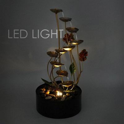 GEEZY Metal Spiral Water Feature Outdoor Indoor LED Fountain Waterfall ...