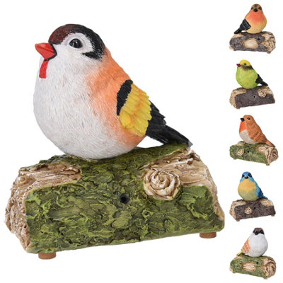 GEEZY Motion Activated Singing Bird on Stump Chirping Decorative ...