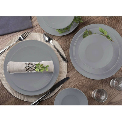 GEEZY Picnic Tableware 24pcs Grey Set Dinner Plate Camping BBQ Outdoor ...