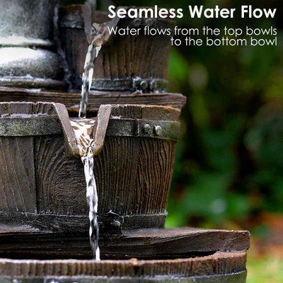 GEEZY Pump Barrel Water Feature Outdoor Indoor LED Fountain Waterfall ...