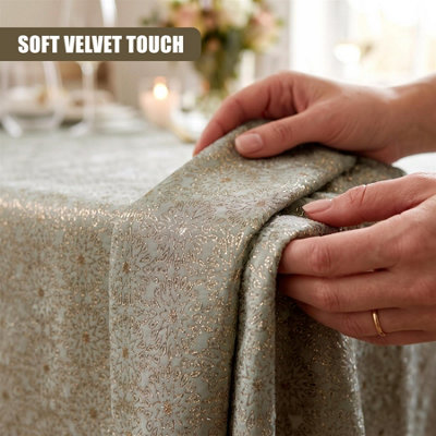 GEEZY Rectangle Table Cloth 145x250cm Gold Metallic Pattern Table Cover ...