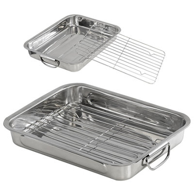GEEZY Roasting Tray with Rack Stainless Steel Oven Roaster Tin for Meat ...