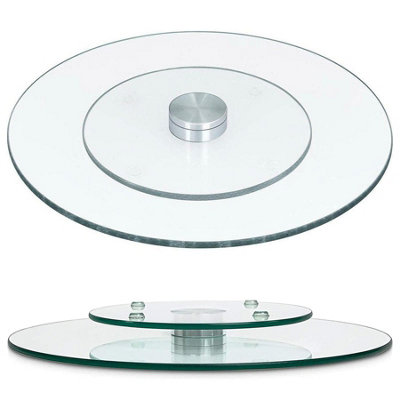 GEEZY Rotating Tray Serving Tempered Glass Lazy Susan Turntable Cake ...