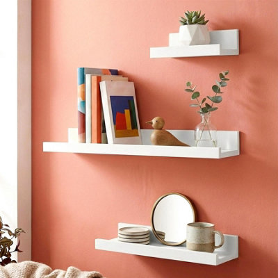 GEEZY Set of 3 Floating Wall Shelves Picture Ledge Display Rack Book ...