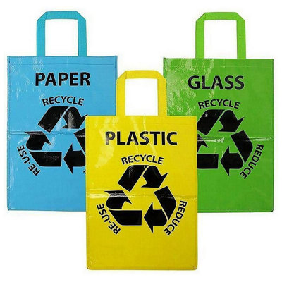 GEEZY Set of 3 Recycle Carry Bags Recycling Organizer Reusable Waste ...