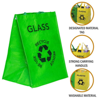 GEEZY Set of 3 Recycle Carry Bags Recycling Organizer Reusable Waste ...