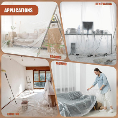 GEEZY Set of 5 Extra Large 4x5m Dust Sheets Plastic Sheet for ...