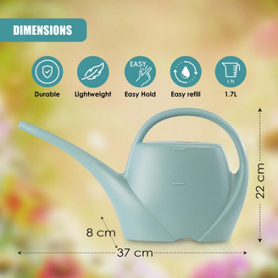 GEEZY Small Watering Can with Long Sprout Plastic Indoor Outdoor 1.7L ...