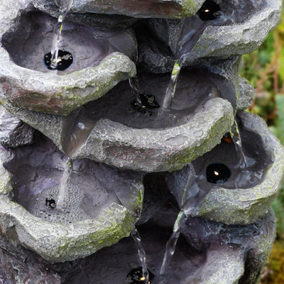 GEEZY Solar Water Fountain LED Rock Solar Water Feature Home Garden ...
