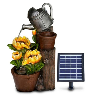 GEEZY Solar Water Fountain LED Sunflower Solar Water Feature Home ...