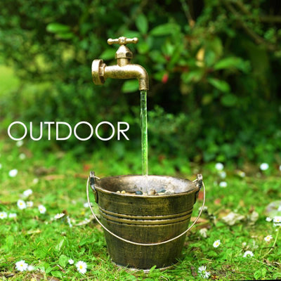 GEEZY Solar Water Fountain LED Tap Bucket Solar Water Feature Home ...