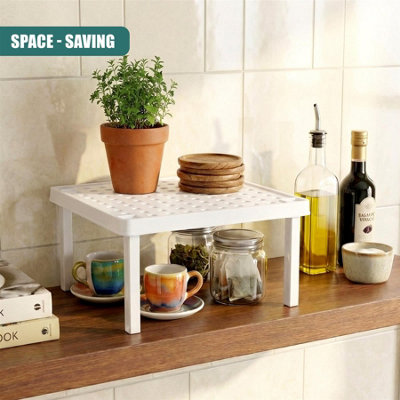 GEEZY Stackable Square Shelf Insert Small Kitchen Cupboard Pantry ...