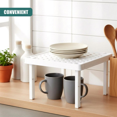 GEEZY Stackable Square Shelf Insert Small Kitchen Cupboard Pantry ...
