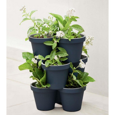 GEEZY Stacking Garden Flower Pot Triple Pocket Large Vertical Planter ...