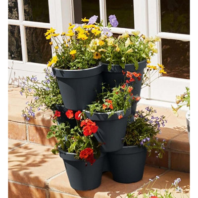 GEEZY Stacking Garden Flower Pot Triple Pocket Large Vertical Planter ...
