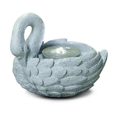 GEEZY Swan Water Feature Outdoor Indoor LED Fountain Waterfall Garden Decor