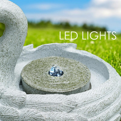 GEEZY Swan Water Feature Outdoor Indoor LED Fountain Waterfall Garden Decor