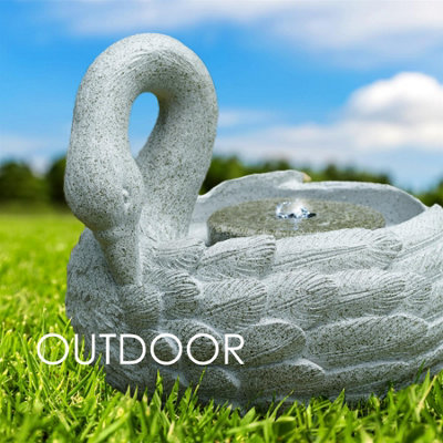 GEEZY Swan Water Feature Outdoor Indoor LED Fountain Waterfall Garden Decor