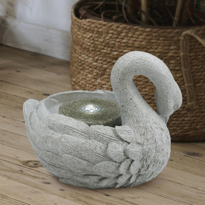 GEEZY Swan Water Feature Outdoor Indoor LED Fountain Waterfall Garden Decor