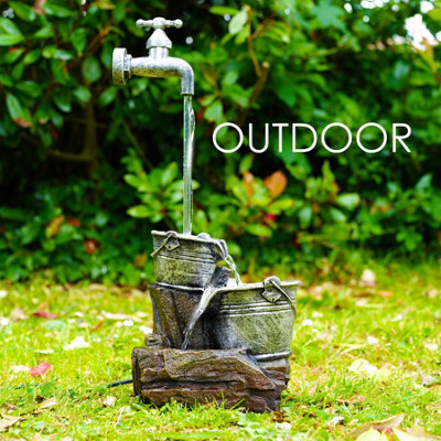 GEEZY Tap Water Feature Outdoor Indoor LED Fountain Waterfall Garden Decor