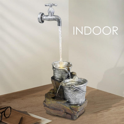 GEEZY Tap Water Feature Outdoor Indoor LED Fountain Waterfall Garden Decor