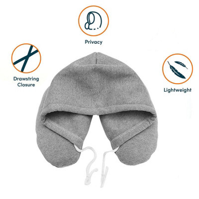 GEEZY Travel Neck Pillow Hooded Travel Neck Rest Flight Comfortable ...