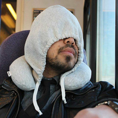 GEEZY Travel Neck Pillow Hooded Travel Neck Rest Flight Comfortable ...