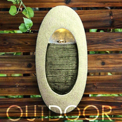 GEEZY Wall Water Feature Outdoor Indoor LED Fountain Waterfall Garden Decor